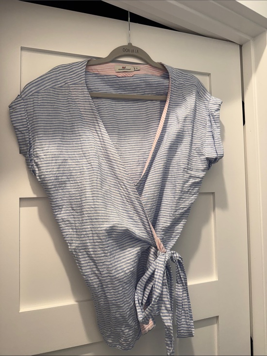 Vineyard Vines | Tops | Vineyard Vines Blue And White Striped Wrap Top ...